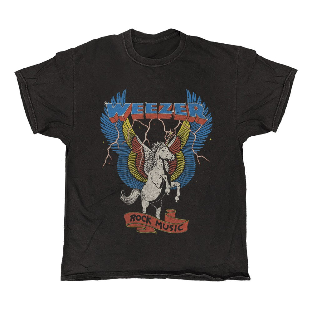 Weezer - Rock Music Unicorn - Black Vintage T-shirt – Official ...